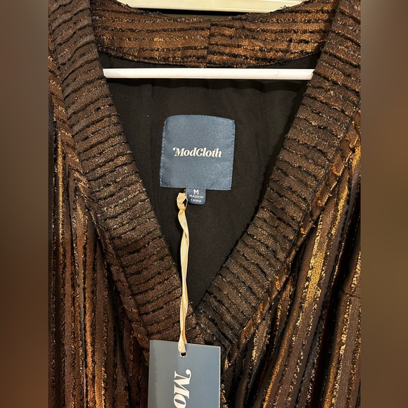 Modcloth | Dresses | Modcloth Your Time To Shine Bronze Metallic Maxi ...